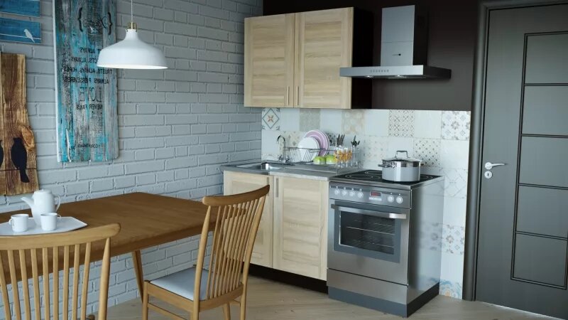 Кухонный гарнитур Герда Ника мини 1000 мм, каркас ЛДСП, фасад ЛДСП, Венге/Квадро дуб сонома