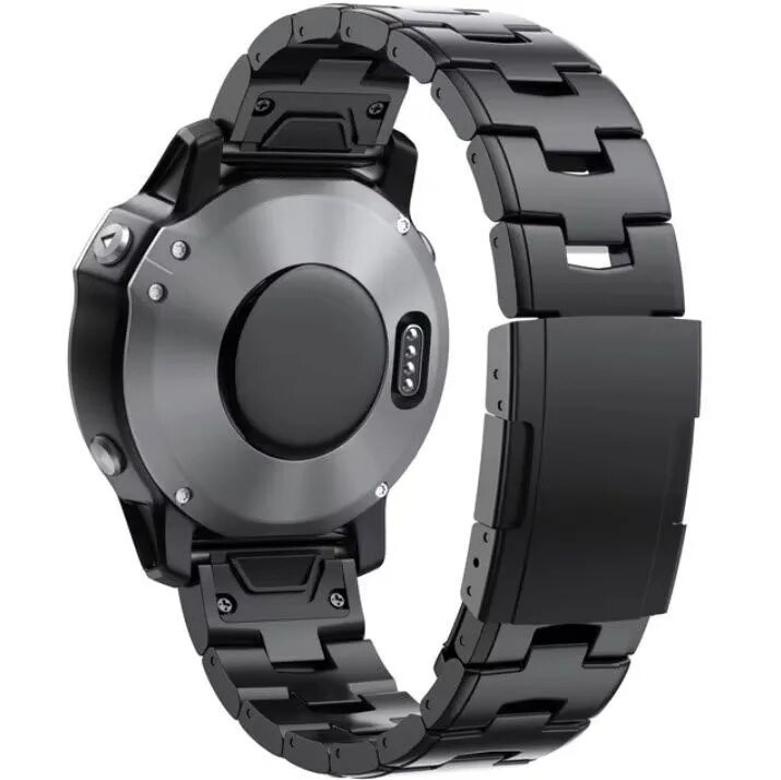 Браслет титановый 26мм (циферблат 51 мм) для Garmin Fenix, Epix, Enduro, Tactix вентилируемый QuickFit (Черный)