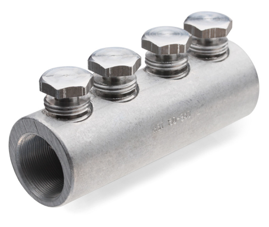 Гильза соединительная КВТ 4СБ-150/240 со срывными болтами, алюминиевый сплав, до 10кВ, 150-240мм2, 1шт, 65815 / материалы для электромонтажа