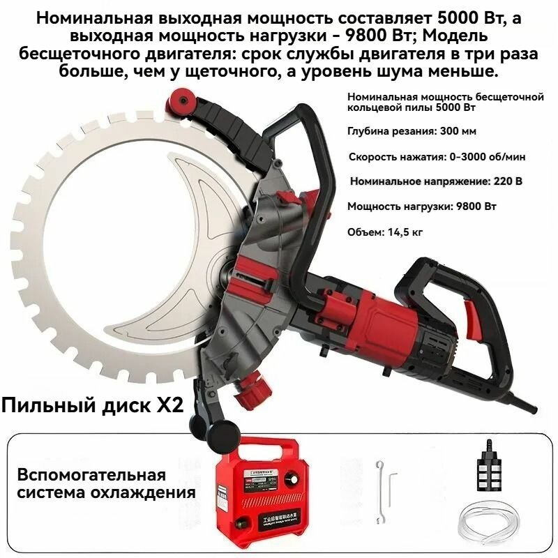 Бетонорез кольцевой электрический бесщеточный 300мм 5000Вт