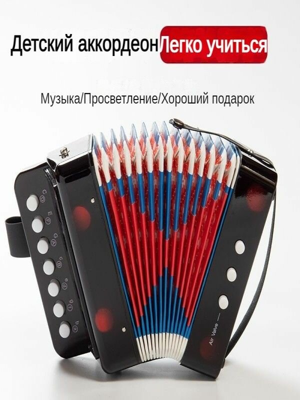 Детская гармошка Xingrougongfang, компактный музыкальный инструмент, черный цвет