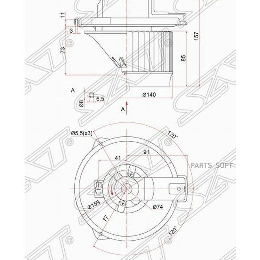 Мотор отопителя салона (Правый руль) Honda Fit 01-07 / Airwave 05-10 от официального дистрибьютора, SAT, артикул ST79310SAA003