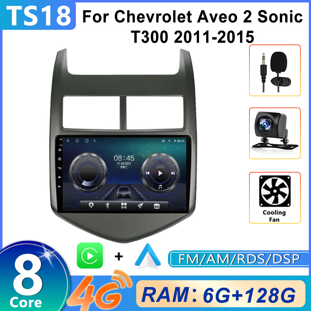 Android для Chevrolet Aveo Sonic T300 2011-2015/ Автомагнитола Андроид Шевроле Авео Соник Т300 2011-2015 4G-SIM Wifi Bluetooth Gps навигатор Мультимедиа автомабиля