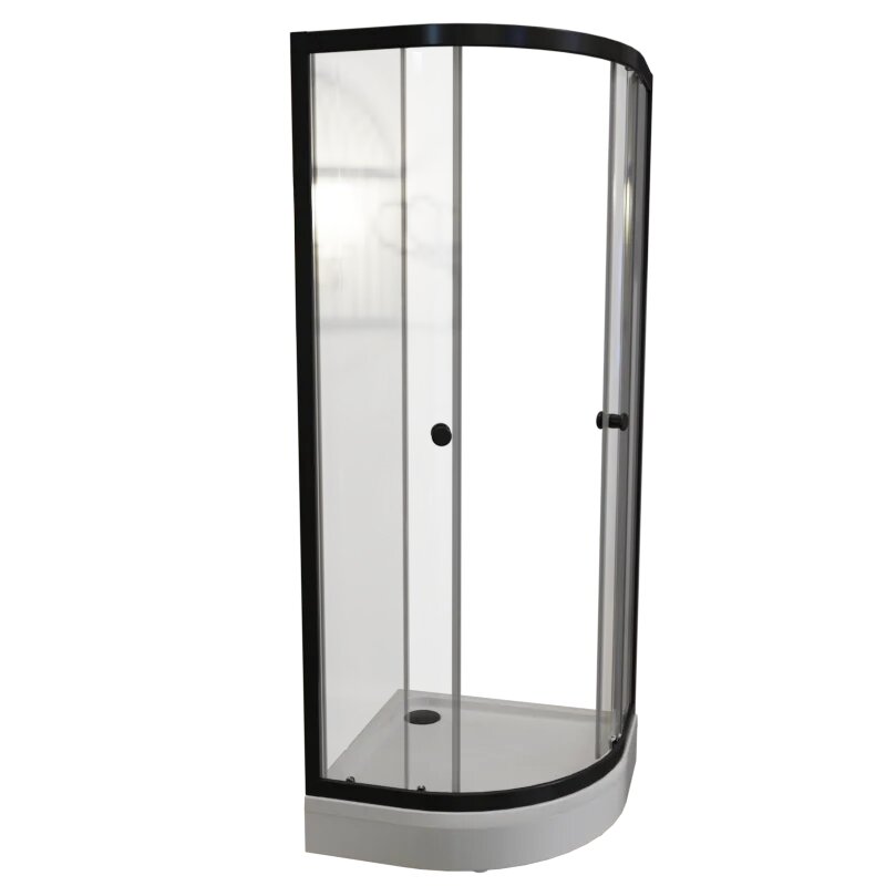 Душевой уголок Radomir Берген RD с поддоном, стеклянный, черный, 79x79, раздвижной