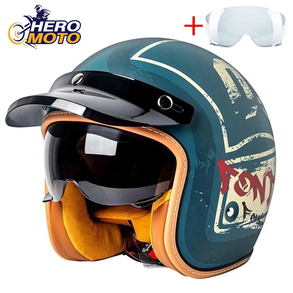 Мотоциклетный шлем Ретро шлем 3/4 Шлемы с открытым лицом Винтаж Сертификация DOT Мото шлем Половина лица Мужчины Женщины На четыре сезона, MT-5-8, XXL, Унисекс