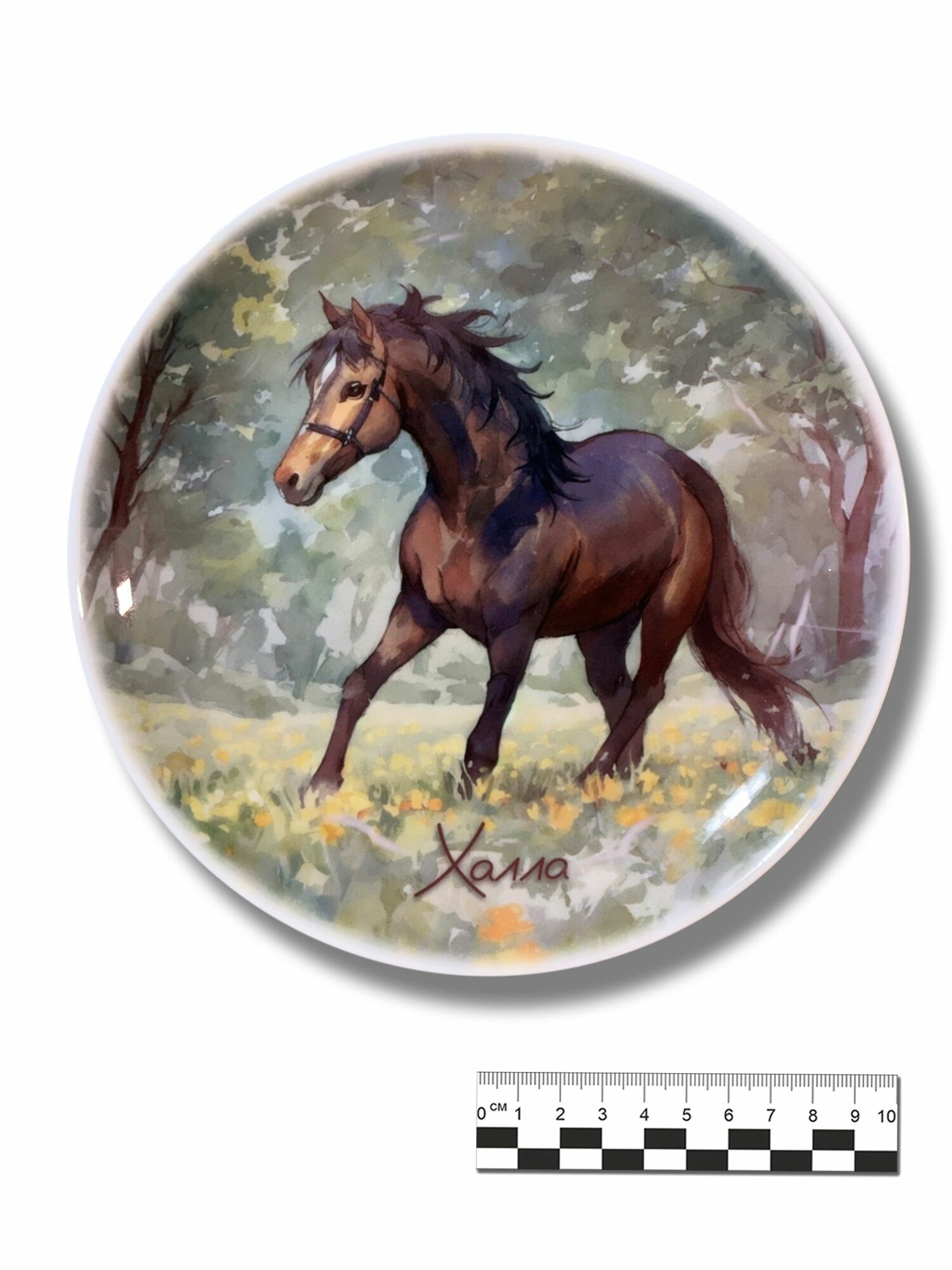 Декоративная тарелка с изображением лошади по кличке Халла исп.1т