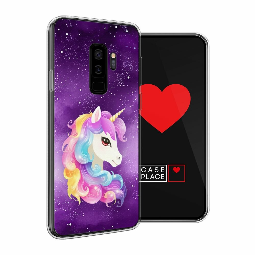 Чехол на Samsung Galaxy S9 + / Самсунг Галакси С9 Плюс с принтом "Кудрявый единорог" — фото 1
