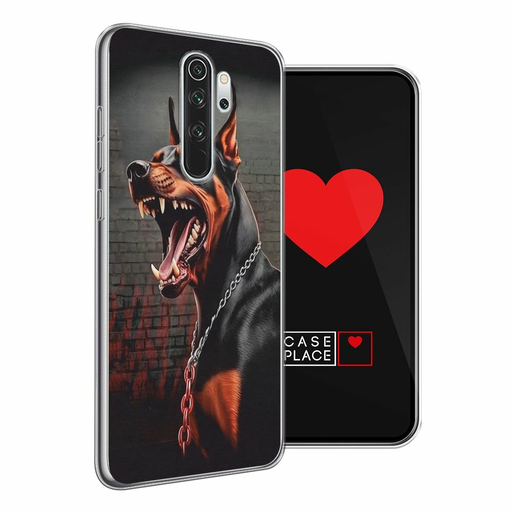 Чехол на Xiaomi Redmi Note 8 Pro / Сяоми Редми Нот 8 Про с принтом "Доберман с цепью" — фото 1