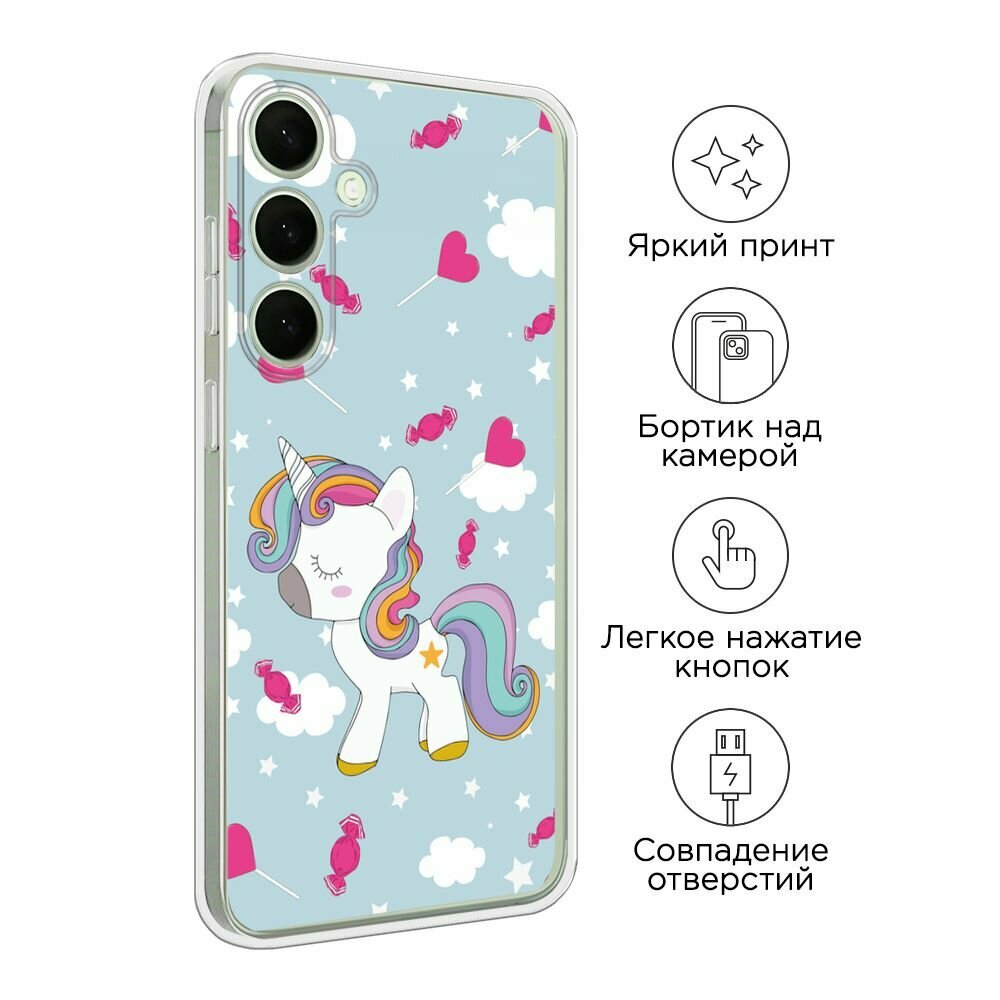 Чехол на Samsung Galaxy S25 Plus / Самсунг S25 Плюс с принтом "Сладкий единорожек" — фото 1