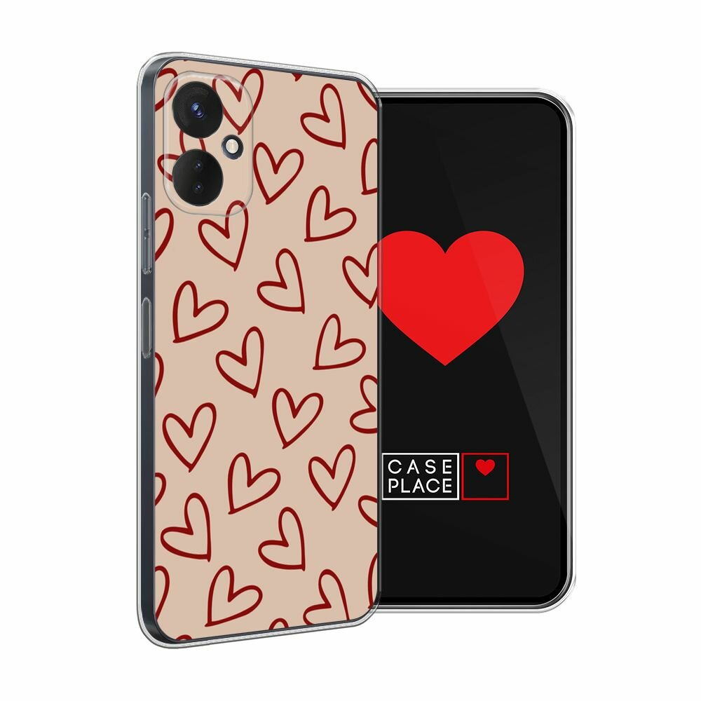 Чехол на Tecno Spark 9 Pro / Техно Спарк 9 Про с принтом "Little hearts doodles 1 - 14 февраля" — фото 1
