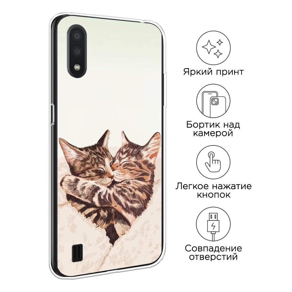 Чехол на Samsung Galaxy A01 / Самсунг Гэлакси А01 с принтом "Влюбленные котейки - 14 февраля" — фото 1