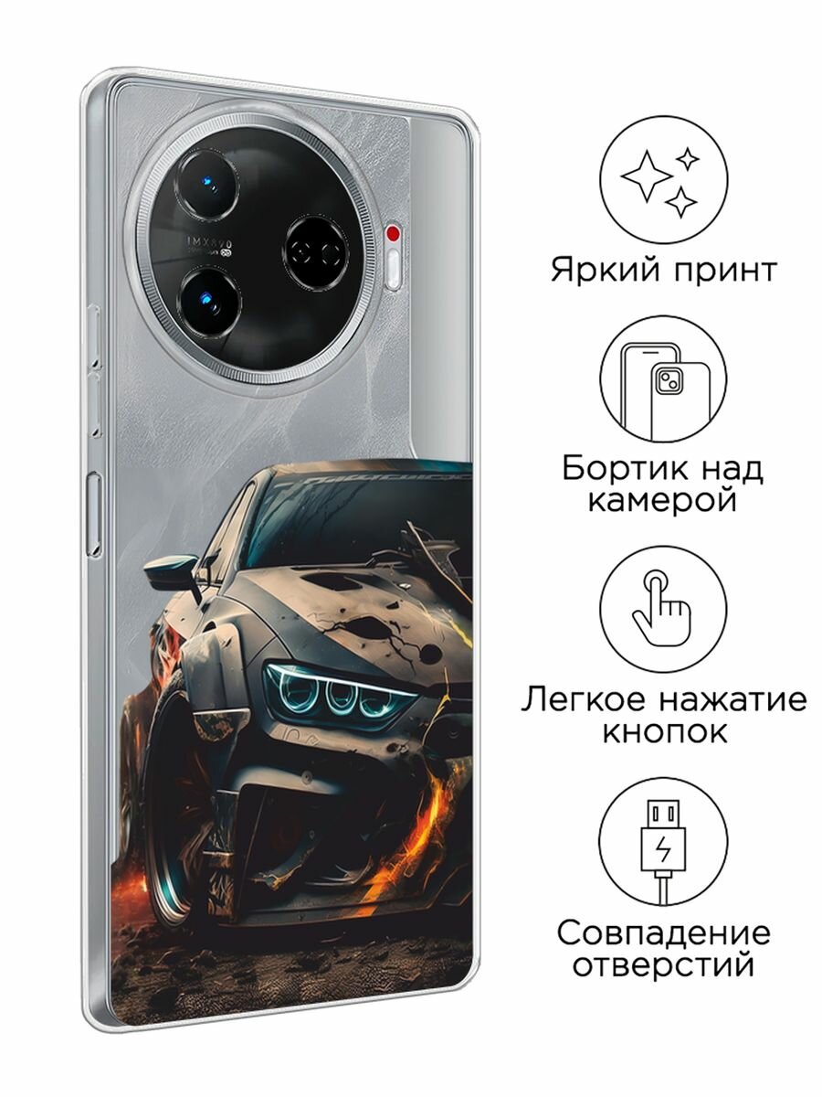 Чехол на Tecno Camon 30 Pro 5G / Текно Камон 30 Про 5G с принтом "На износ", прозрачный — фото 1