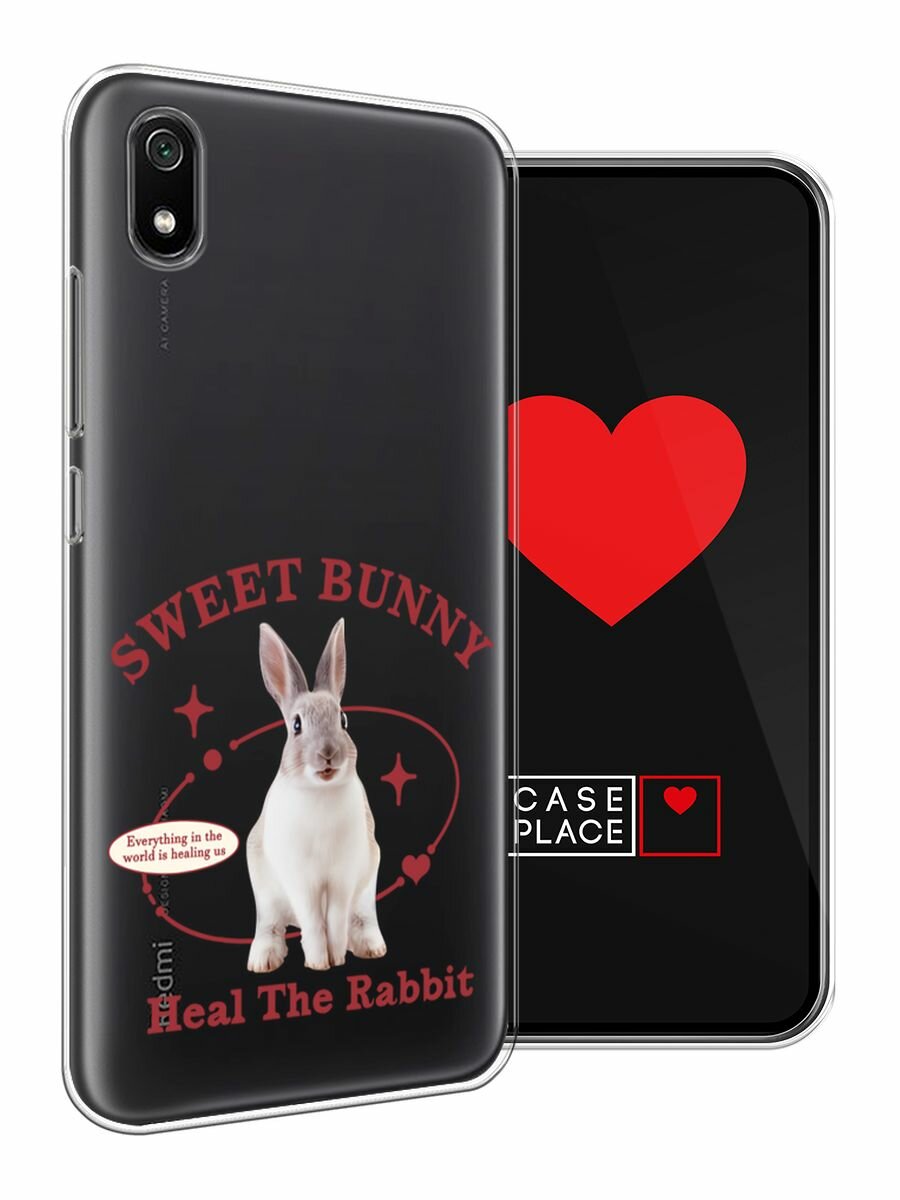 Чехол на Xiaomi Redmi 7A / Сяоми Редми 7А с принтом "Heal the rabbit", прозрачный — фото 1