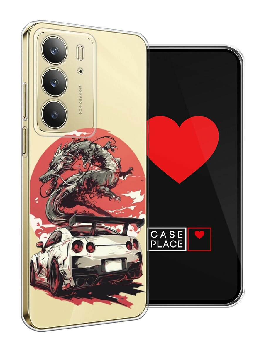 Чехол на Realme C75 4G / Реалми C75 4G с принтом "Car and dragon", прозрачный — фото 1