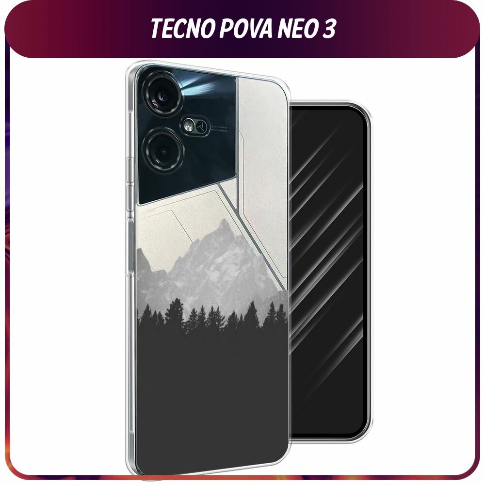 Чехол на Tecno Pova Neo 3 / Техно Пова Нео 3 с принтом горы арт 5, прозрачный