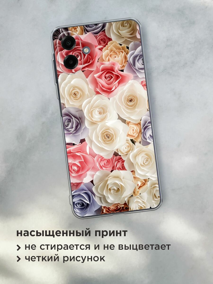 Чехол на Samsung Galaxy A07 / Самсунг А07 с принтом "Пастельные розы" — фото 1