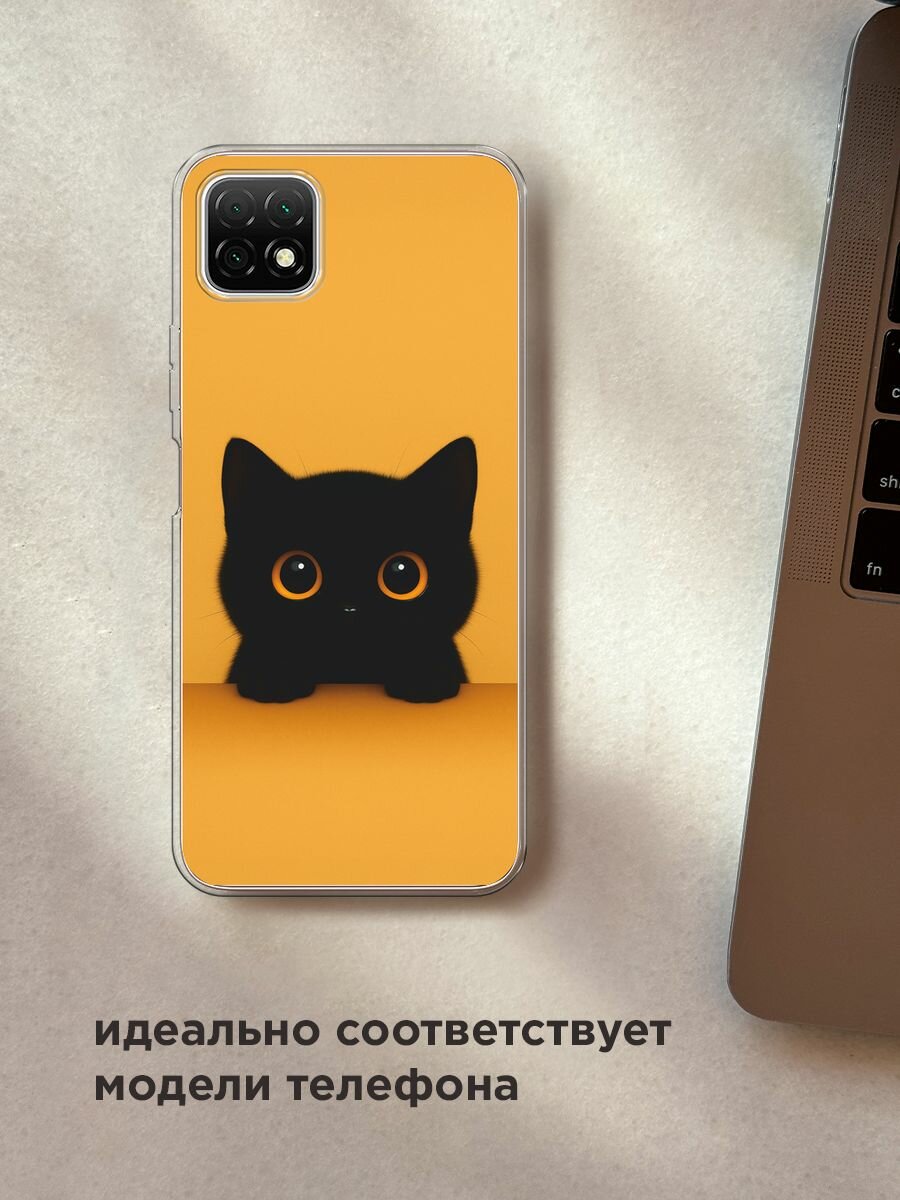 Силиконовый чехол на Wiko T3 / Вико Т3 с принтом "Контрастный котик" — фото 1