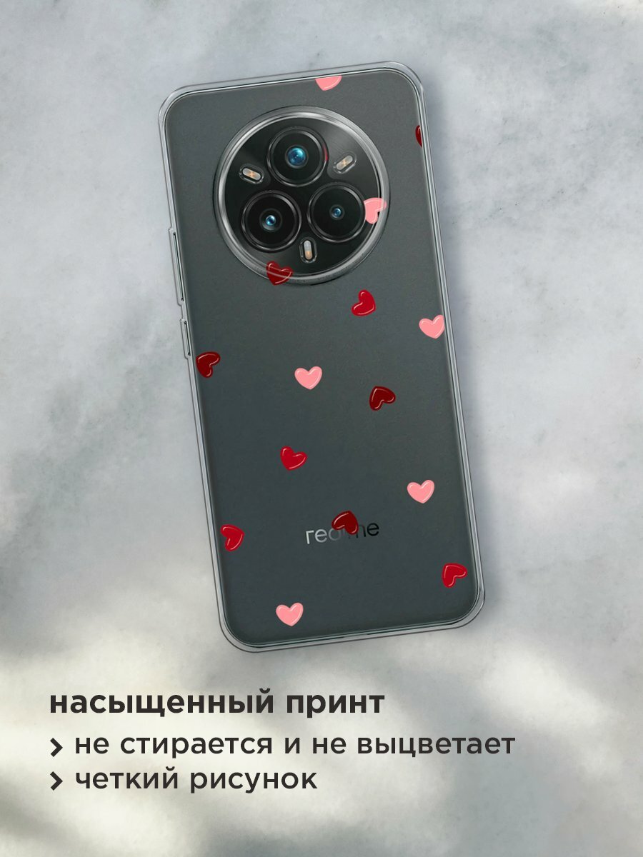 Чехол на Realme 14 Pro / Реалми 14 Про с принтом "Бордовые сердечки 2" — фото 1