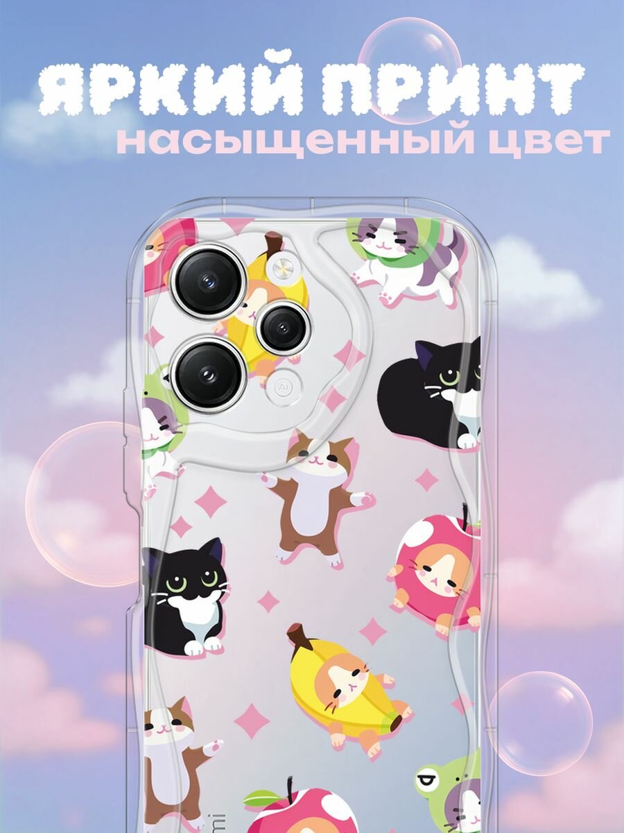 Чехол на Xiaomi Redmi 12 / Редми 12 с принтом "Мемные котята паттерн 3" — фото 1