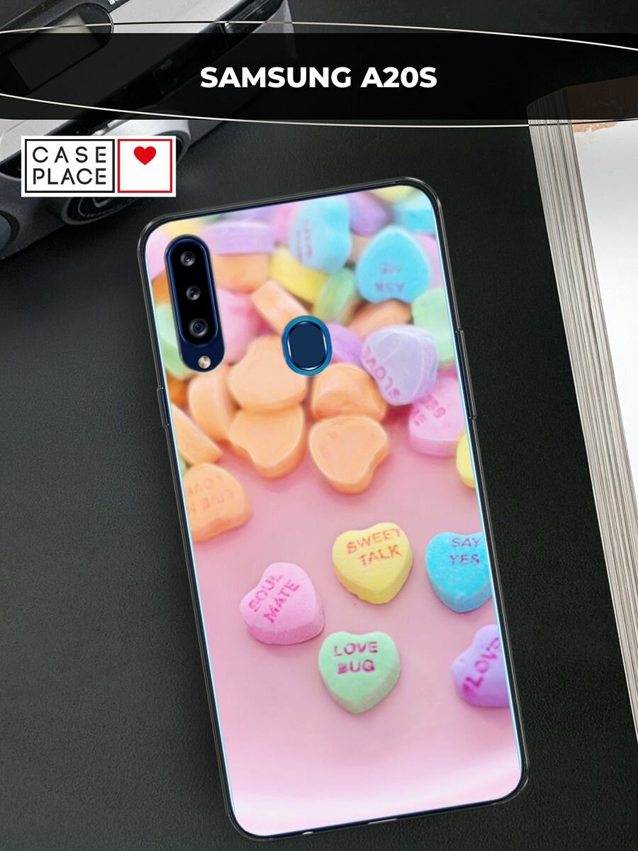 Чехол на Samsung Galaxy A20s / Самсунг Галакси A20s с принтом "Конфетки сердечки 2"