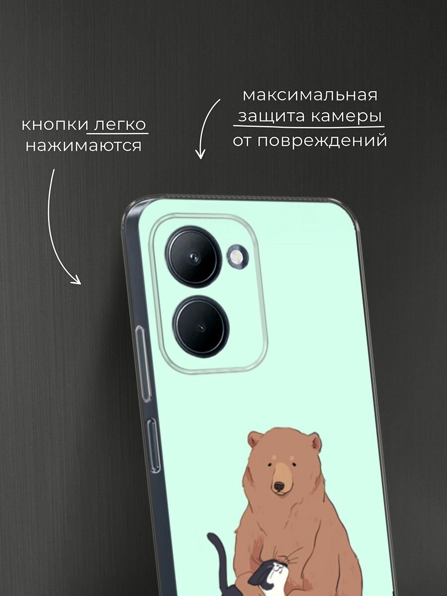 Чехол на Realme C33 / Реалми С33 с принтом "Медведь и кошка дружба" — фото 1