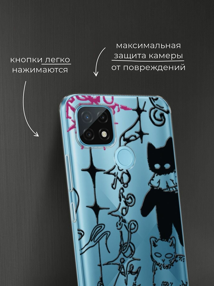 Чехол на Realme C21 / Реалми С21 с принтом "Готические котики" — фото 1
