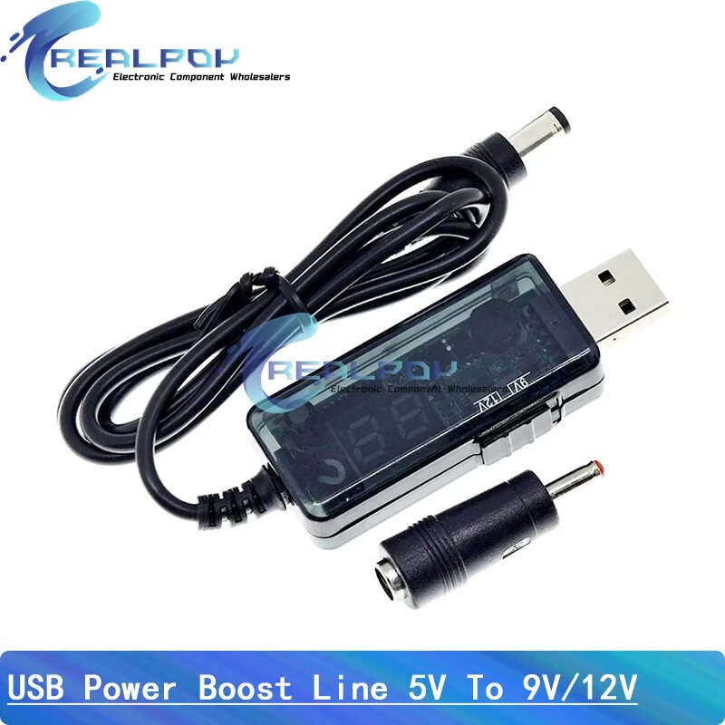USB повышающий преобразователь постоянного тока от 5 В до 9 В 12 В USB-кабель повышающего преобразователя + разъем 3,5x1,35 мм для источника питания/зарядного устройства/преобразователя питания