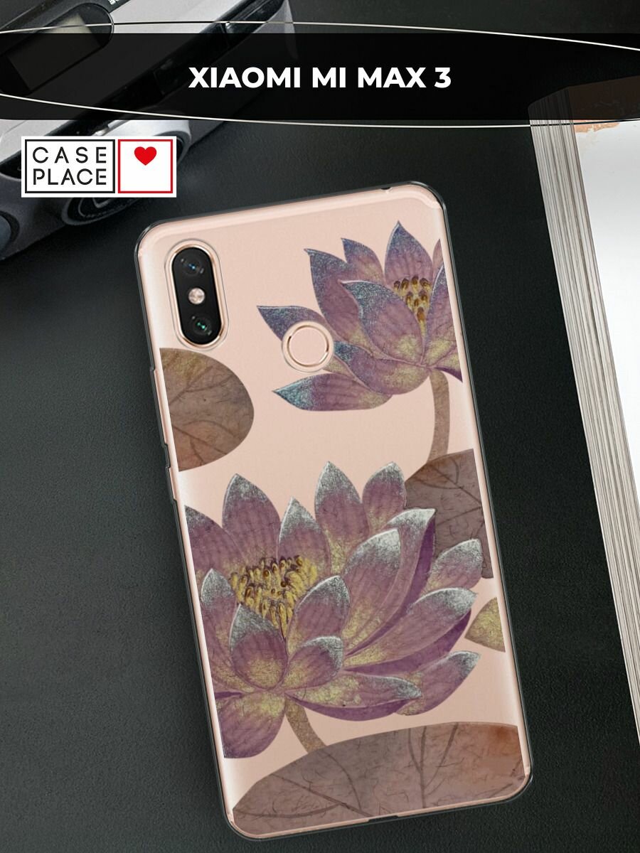Чехол на Xiaomi Mi Max 3 / Сяоми Ми Макс 3 с принтом "Темные лотосы"
