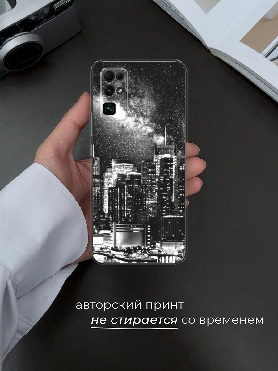 Силиконовый чехол на Honor 30 / Хонор 30 с принтом "Ночной Нью-Йорк" — фото 1