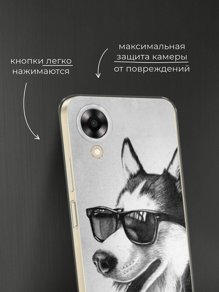 Силиконовый чехол на Oppo A17K / Оппо A17K с принтом "Крутой Хаске" — фото 1