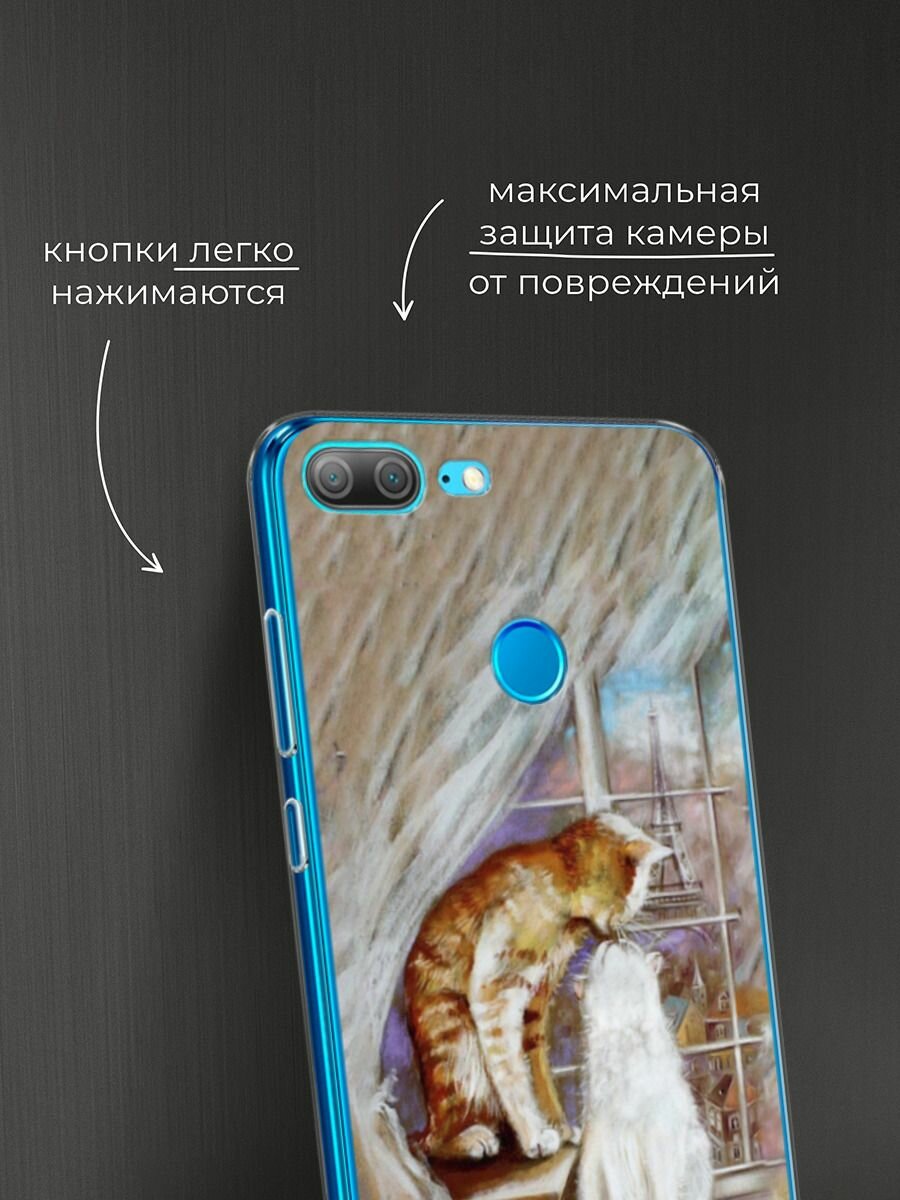 Чехол на Honor 9 Lite / Хонор 9 Лайт с принтом "Влюбленные котики 1" — фото 1