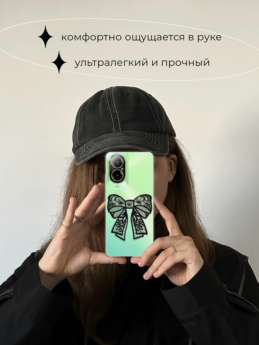 Чехол на Realme C67 4G / Реалми C67 4G с принтом "Черный сетчатый бант 2" — фото 1