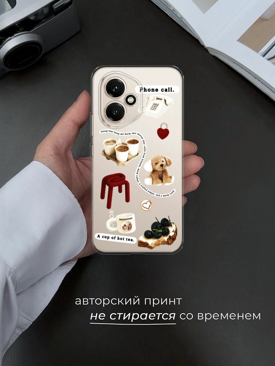 Чехол на Honor 400 / Хонор 400 с принтом "Phone call", прозрачный — фото 1