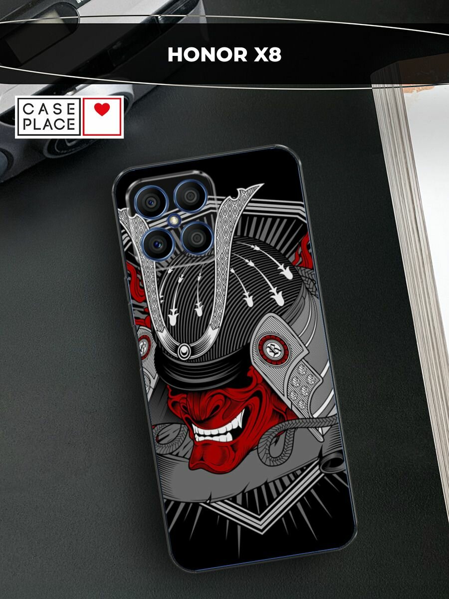 Чехол на Honor X8 / Хуавей X8 с принтом "Красная маска самурая"