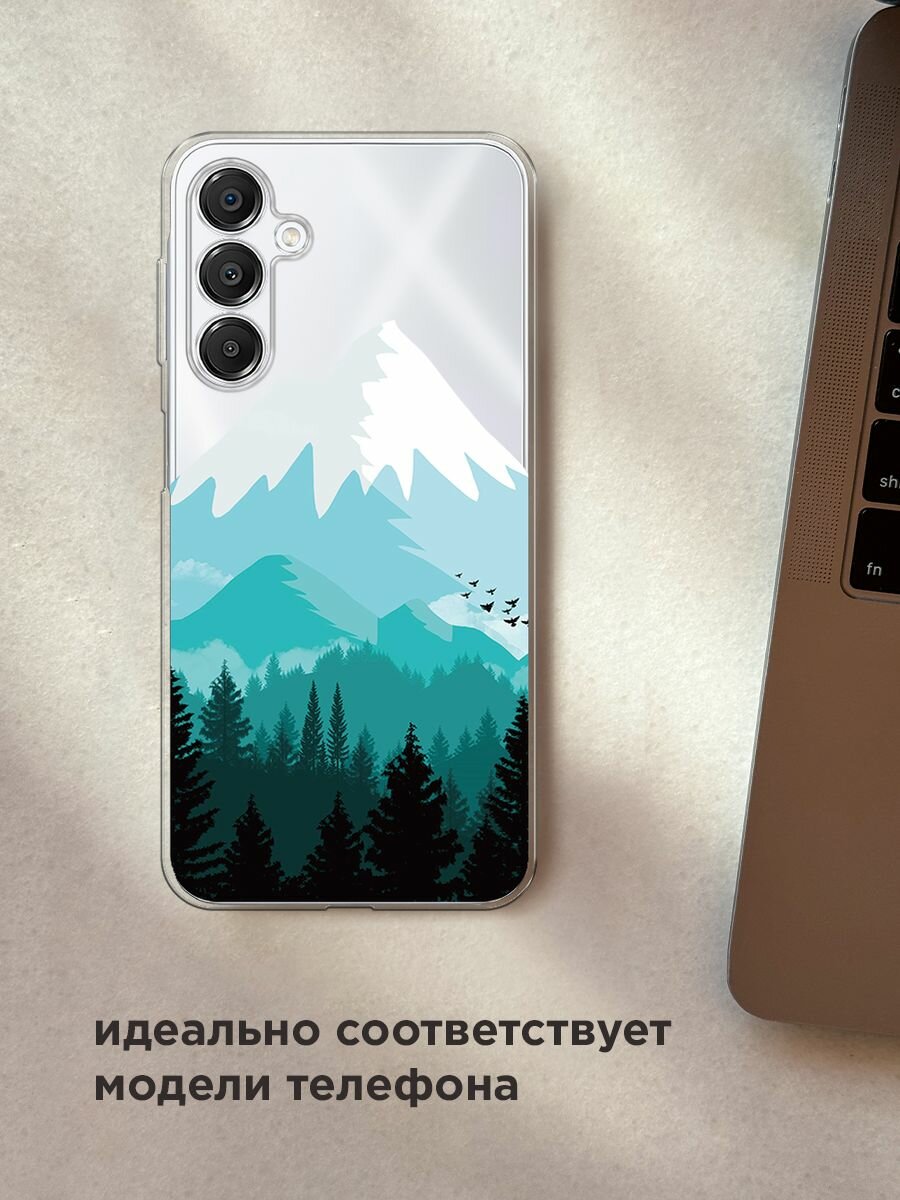 Чехол на Samsung Galaxy A16 / Самсунг А16 с принтом "Синяя снежная гора", прозрачный — фото 1