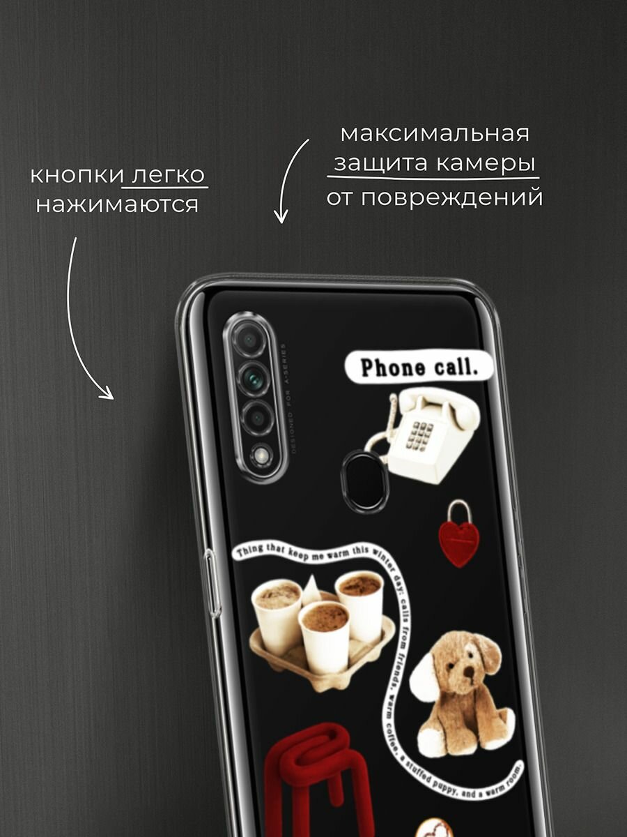Чехол на Oppo A31 / Оппо А31 с принтом "Phone call", прозрачный — фото 1
