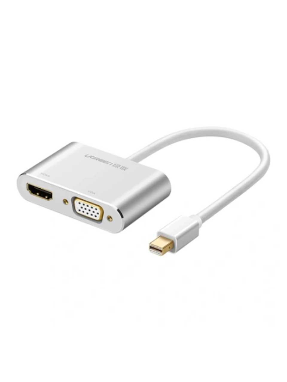 Адаптер UGREEN 20421 mini DP to HDMI + VGA converter, серебристый