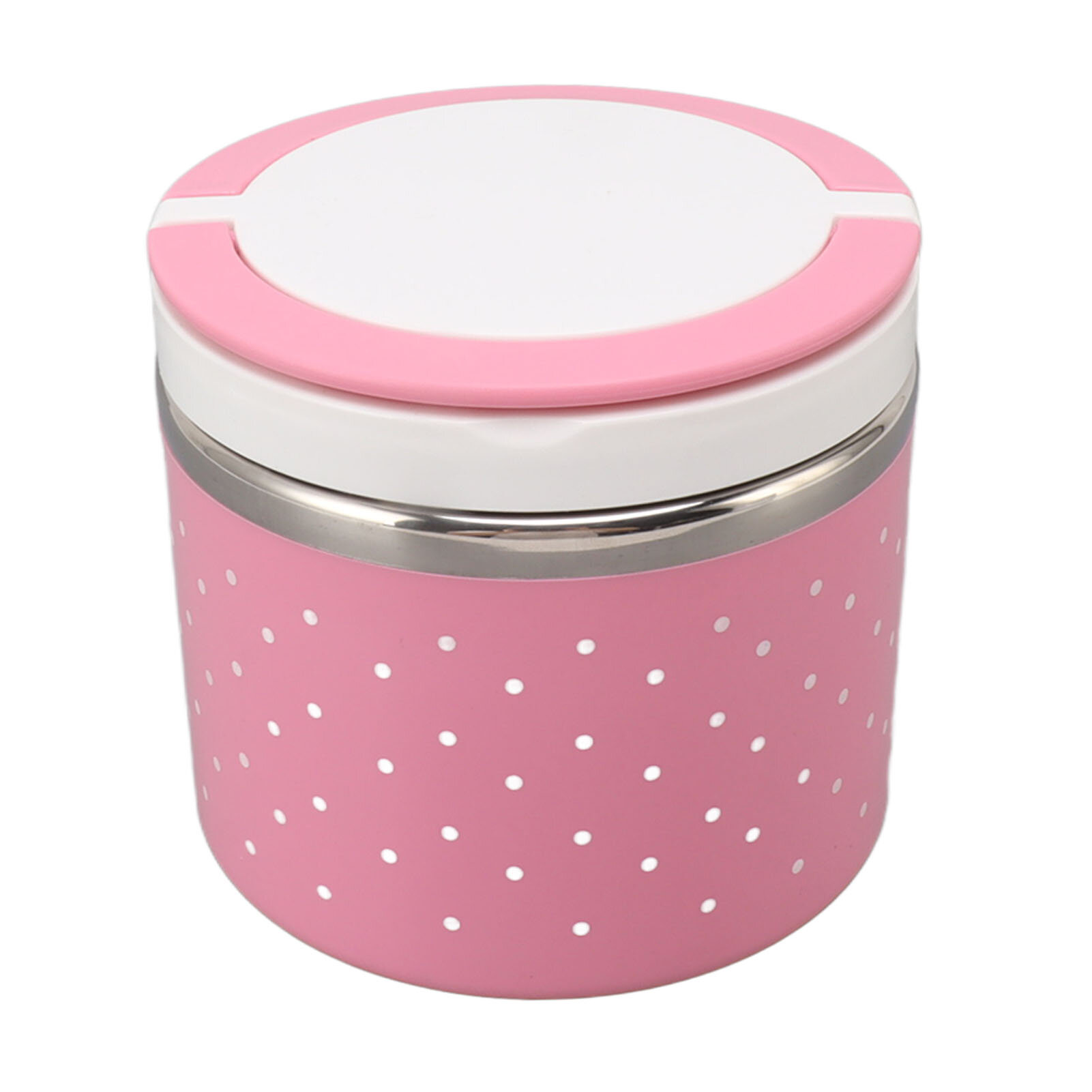 Круглый изолированный ланч-бокс, герметичный портативный большой термоконтейнер для еды для школы, офиса, путешествий, розовый