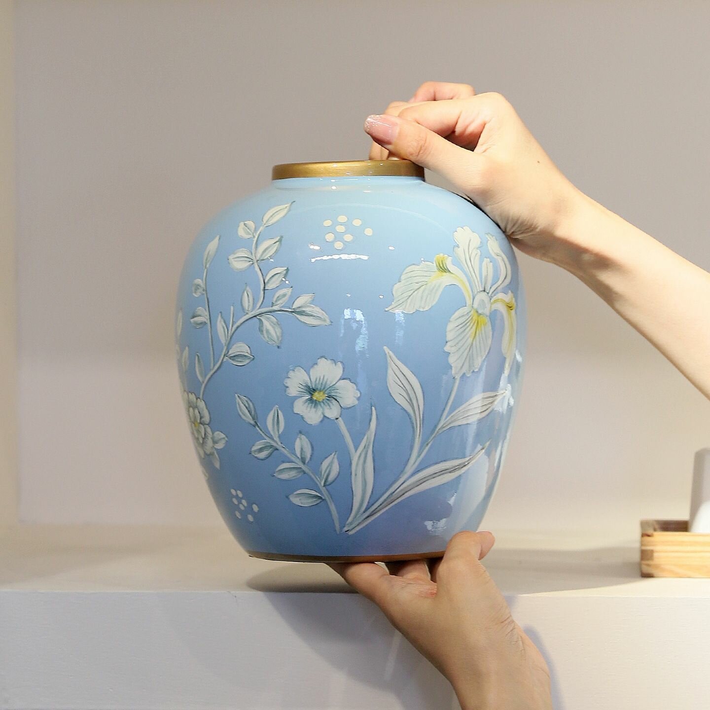 Фарфоровая ваза с крышкой Celadon китайская имбирная ваза в античном стиле для домашнего декора 1 шт