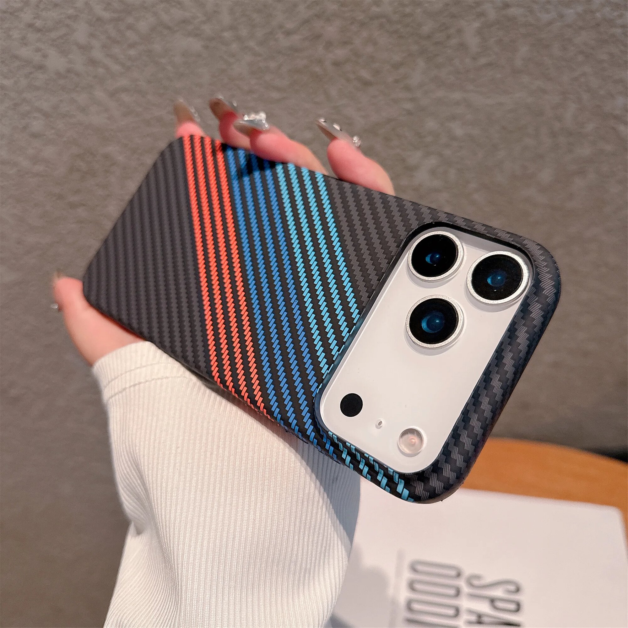 Чехол для iPhone 16 Pro Max, Цвет: F14, углеволокно