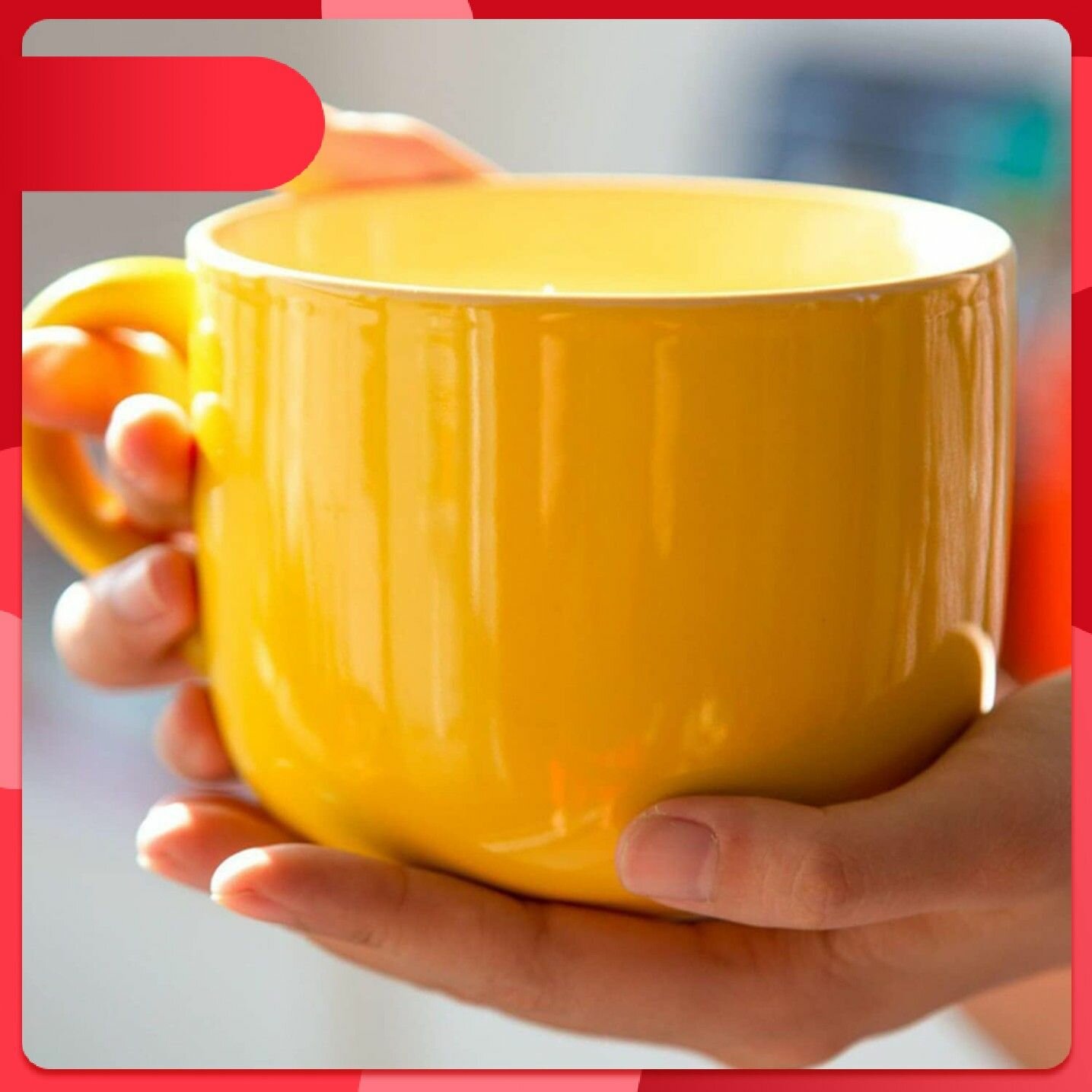 Farcauo Большая желтая керамическая кружка для кофе и супа