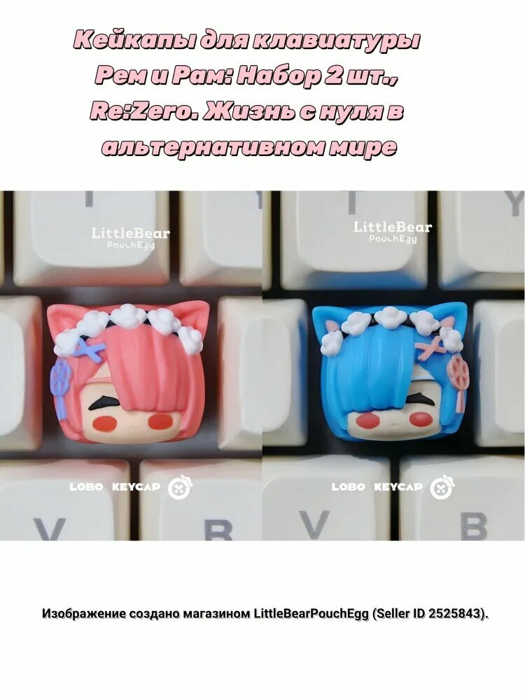 Кейкапы для клавиатуры Рем и Рам: Набор 2 шт, Re: Zero. Жизнь с нуля в альтернативном мире