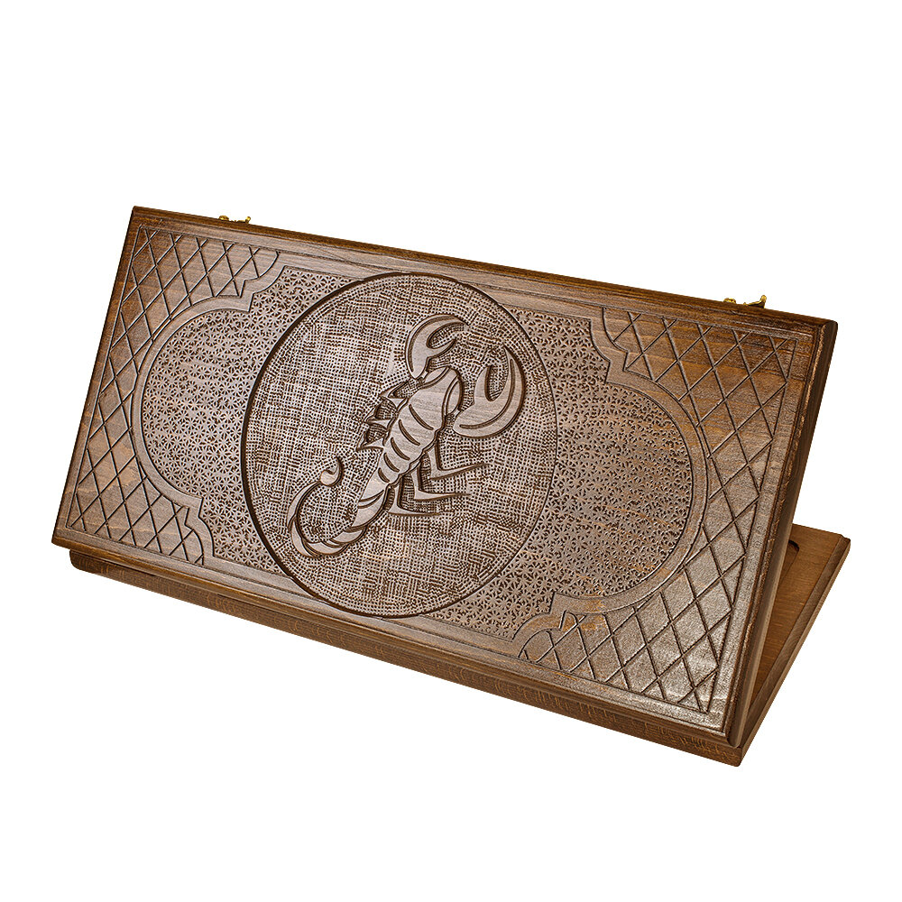 Нарды резные "Скорпион 3" 60, Ustyan подарочные большие деревянные из бука резаные / 60х60 / армянские