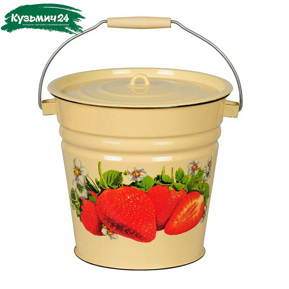 Ведро эмалированное СтальЭмаль 1с28 с крышкой, с рисунком, 12 л, 1 шт.