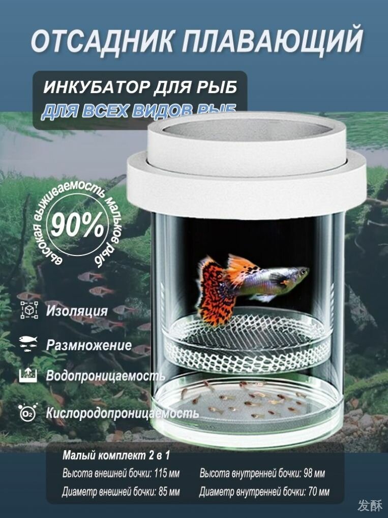 Эксклюзивный инкубатор для защиты мальков и разведения креветок с рыбками, плавающий отсадник, 1 комплект