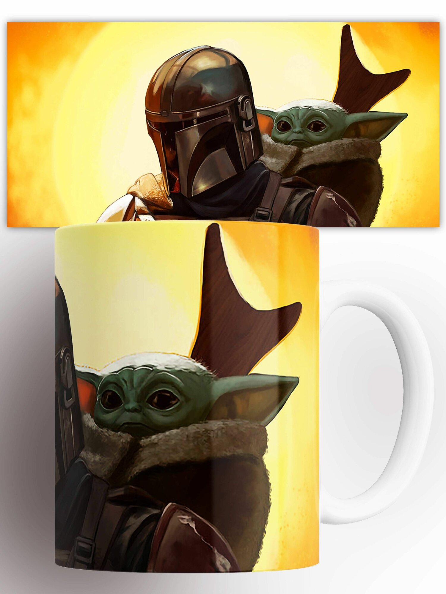 Кружка с принтом Мандалорец The Mandalorian Йода 330 мл