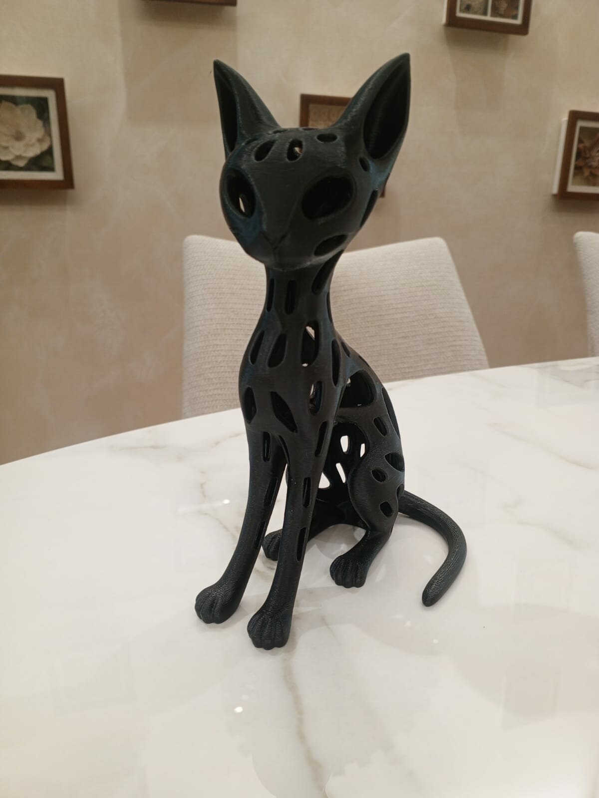 Кошка сфинкс, высокая черная и стильная