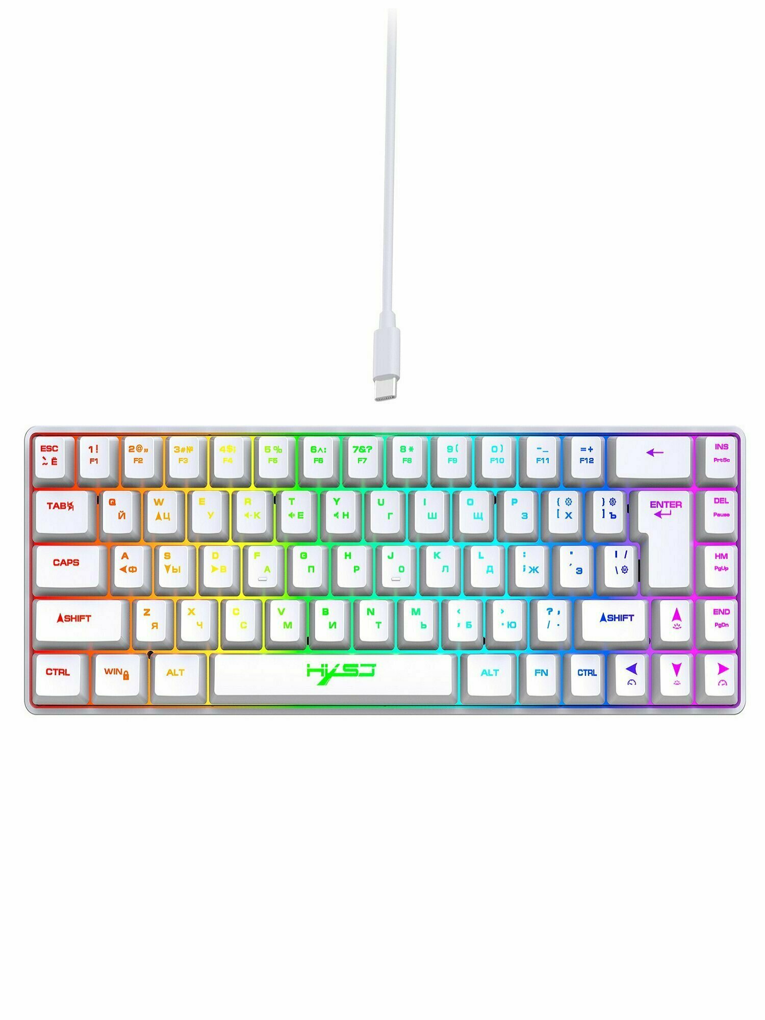 HXSJ Русская проводная мембранная клавиатура на 68 клавиш, RGB-подсветка, подходит для игр и работы, эргономичный дизайн