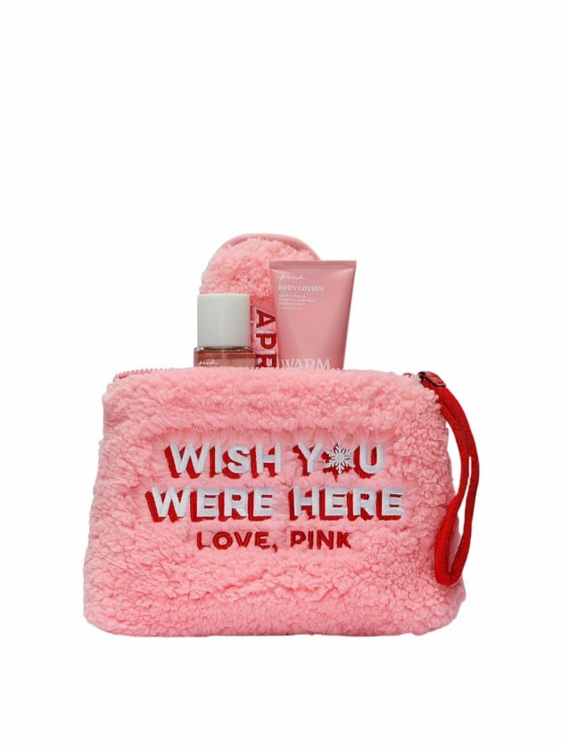 Подарочный набор Victoria's Secret Warm&Cozy Pink, флисовая маска для глаз, косметичка