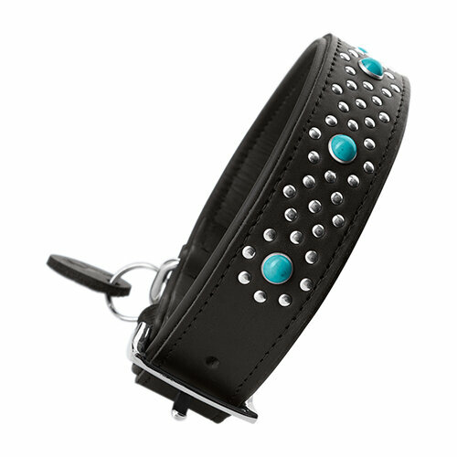 С имитацией бирюзы XS ошейник хантер для собак натуральная кожа черный фурнитура (19-25 см)